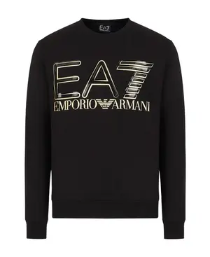 EA7 Round-necked Logo Sweater - Black
