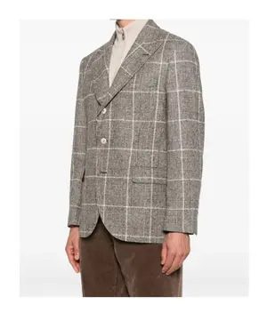 Brunello Cucinelli Single Breasted Checked Jacket