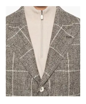 Brunello Cucinelli Single Breasted Checked Jacket