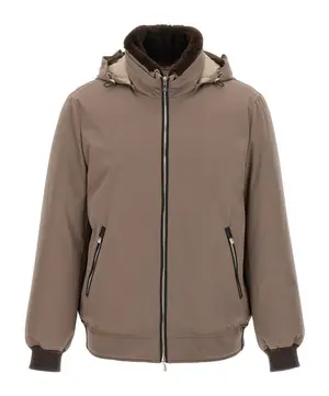 Brunello Cucinelli Sherling Neck Bomber Jacket - Brown