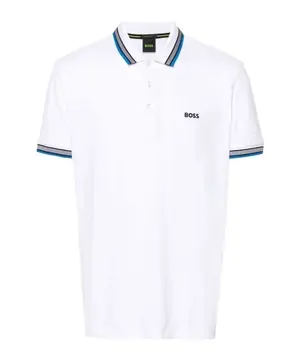 Hugo Boss Logo Embroidered Short-sleeved Polo Shirt - White