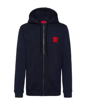 Hugo Boss Zip-up Hoodie With Embroidered Logo - Black
