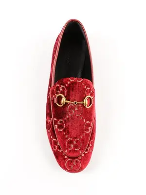 Gucci Jordaan Gg Velvet Loafers - Red