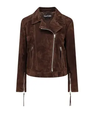 TOM FORD Zipped Biker Jacket - Brown