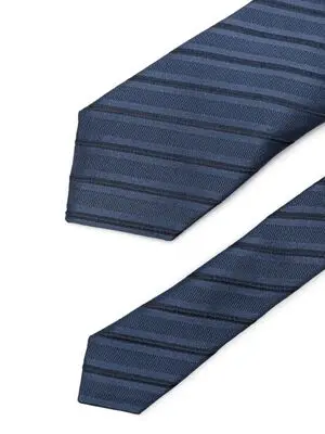 Brunello Cucinelli Striped Pointed Tip Tie - Blue