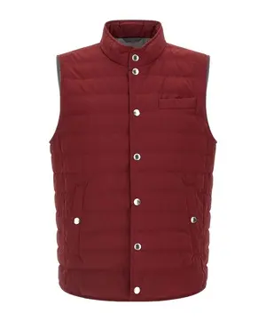 Brunello Cucinelli High-neck Quilted Gilet - Red