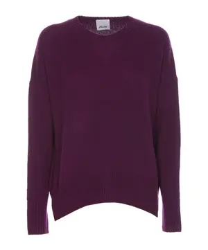 ALLUDE Long-sleeved Crewneck Knitted Jumper - Red