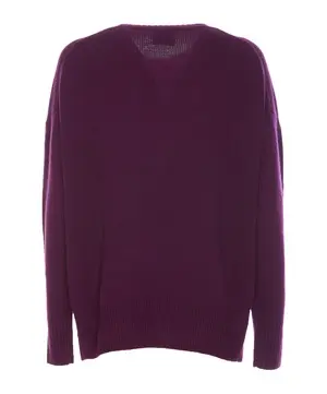 ALLUDE Long-sleeved Crewneck Knitted Jumper - Red