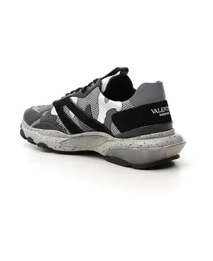 Valentino Garavani Grey Bounce Camo Print Leather Sneakers