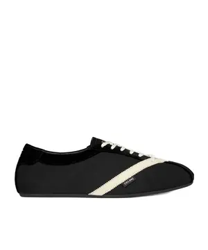 Celine The Flat Sneaker In Gros Grain, Velvet, Suede Goatskin And Lambskin - Black