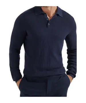 Brunello Cucinelli Long Sleeved Ribbed Polo Shirt