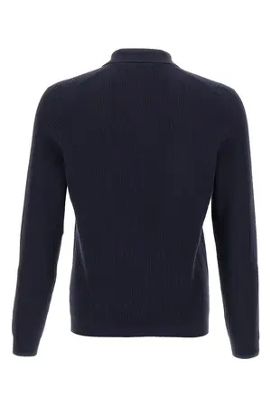 Brunello Cucinelli Long Sleeved Ribbed Polo Shirt