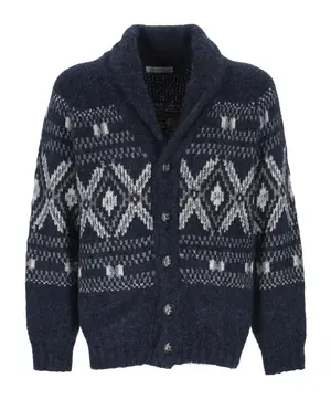 Brunello Cucinelli Shawl-collar Fair-isle Cardigan - Black
