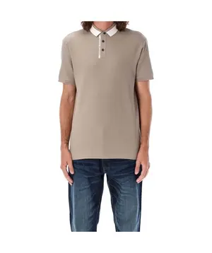 Emporio Armani Striped Edge Polo Shirt - Beige