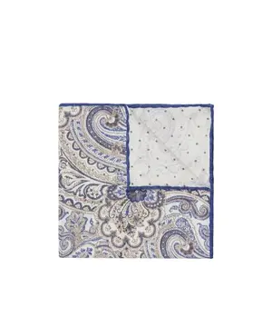 Brunello Cucinelli Paisley-printed Finished Edge Pocket Square - Electrooptic Blue/opal White