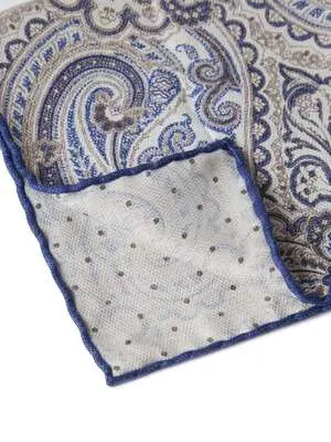 Brunello Cucinelli Paisley-printed Finished Edge Pocket Square