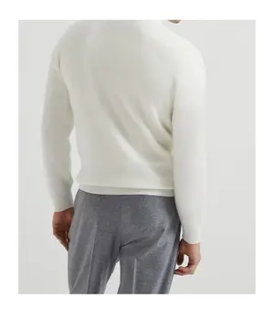 Brunello Cucinelli English Rib Knit Twill Spread Collar Polo Shirt