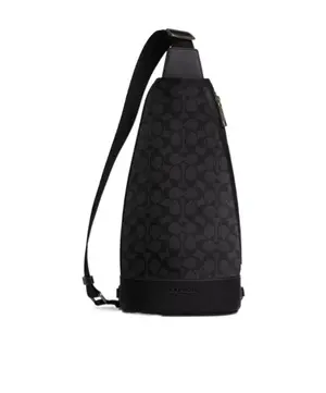 COACH Dominic Sling Pack In Signature Canvas - Bronze/carbon Gray/black
