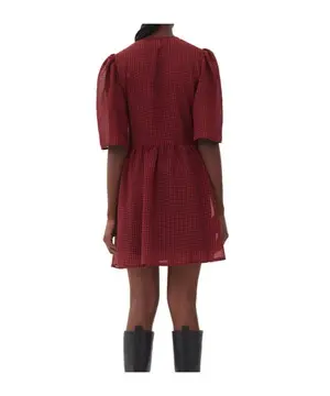 GANNI Red Sheer Tie String Wrap Dress