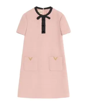 Valentino Garavani Bow Detailed Crewneck Mini Dress - Pink
