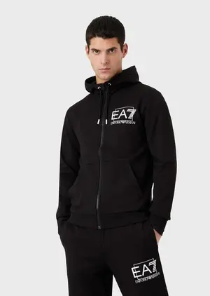 EA7 Logo Zip-up Hooded Jacket