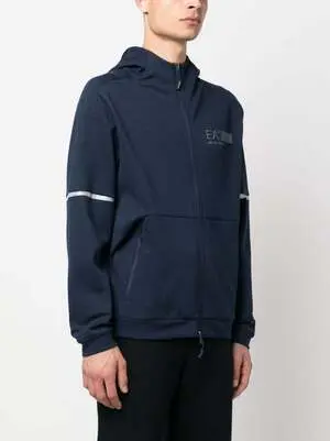 EA7 Logo-print Zip-up Hoodie