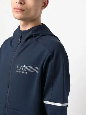 EA7 Logo-print Zip-up Hoodie