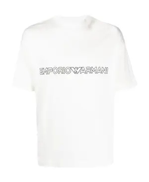 Emporio Armani Logo-print Lyocell-cotton T-shirt - White