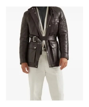 Brunello Cucinelli Belted Leather Safari Jacket