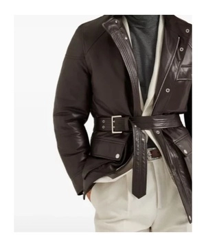 Brunello Cucinelli Belted Leather Safari Jacket