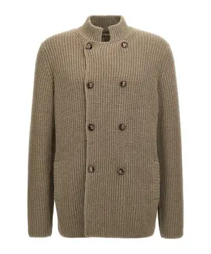 Brunello Cucinelli Double-breasted Knit Cardigan - Brown