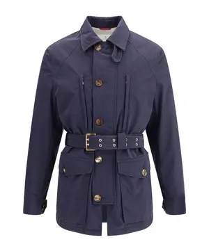 Brunello Cucinelli Belted Stand Collar Shirt Jacket