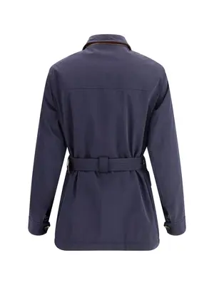 Brunello Cucinelli Belted Stand Collar Shirt Jacket