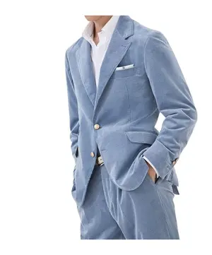 Brunello Cucinelli Corduroy Single-breasted Blazer - Blue