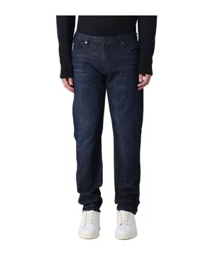 Emporio Armani Logo Plaque Slim-fit Jeans - Black