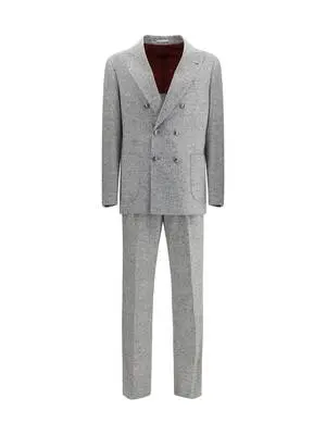 Brunello Cucinelli Double-breasted Straight-leg Suit - Gray