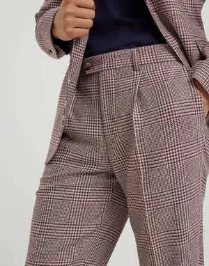 Brunello Cucinelli Plaid Pleated Cotton-cashmere Blend Trousers - Multicolor