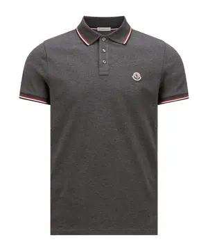Moncler Logo Patch Short-sleeved Polo Shirt - Dark Gray