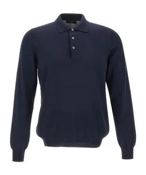 GRAN SASSO Long-sleeved Knitted Polo Shirt