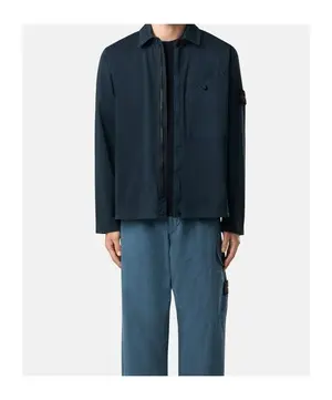 Stone Island Overshirt With Chest Pocket And Two-way Zip