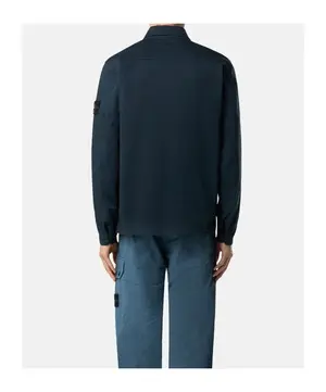 Stone Island Overshirt With Chest Pocket And Two-way Zip