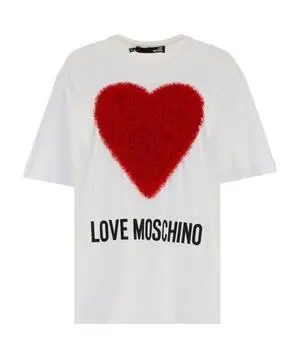Moschino Textured-heart Cotton T-shirt - White