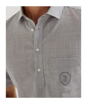 Brunello Cucinelli Logo Detailed Short Sleeved Polo Shirt - Grey