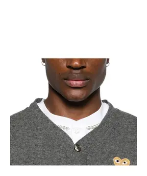 Play Comme Des Garcon Comme Des Garçons Play Logo Patch Knitted Cardigan