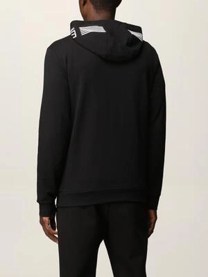 EA7 Logo-printed Hooded Hoodie - Black