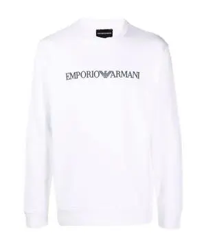 Emporio Armani Logo Printed Crewneck Sweatshirt - White
