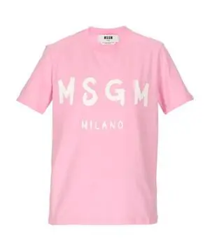 MSGM Logo Printed Crewneck T-shirt - Pink