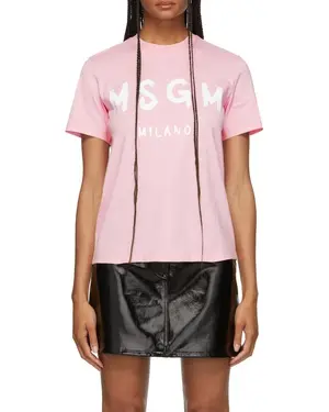 MSGM Logo Printed Crewneck T-shirt