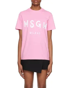 MSGM Logo Printed Crewneck T-shirt