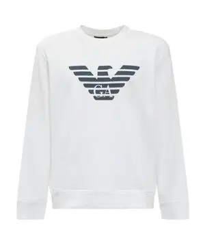 Emporio Armani Logo Printed Crewneck Sweatshirt - White